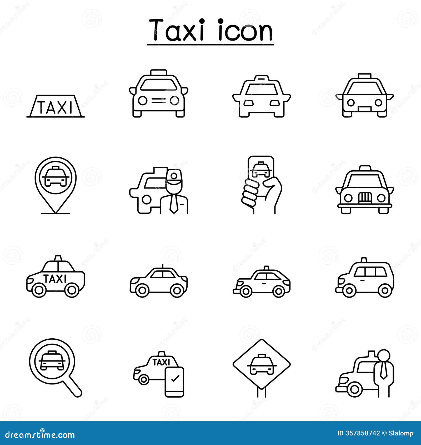 Taxi Icon. Vector Isolated Simple Taxi Cab Symbol In Flat Design. Side ...