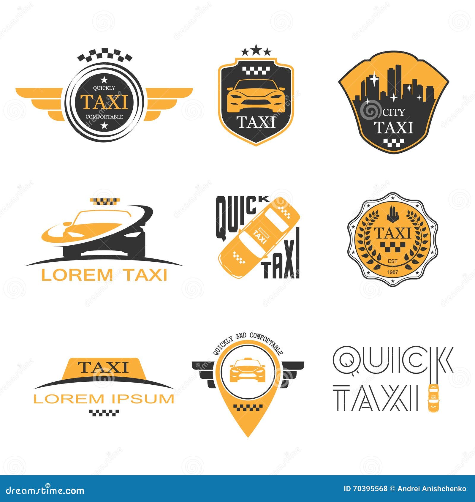 Taxi labels set stock vector. Illustration of ride, fare - 70395568