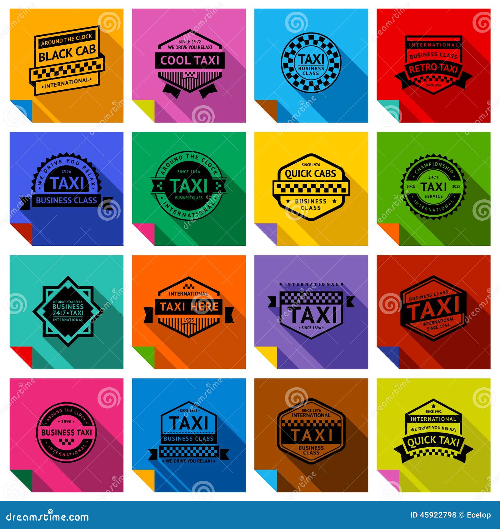 16 taxi labels stock vector. Illustration of sticker - 45922798