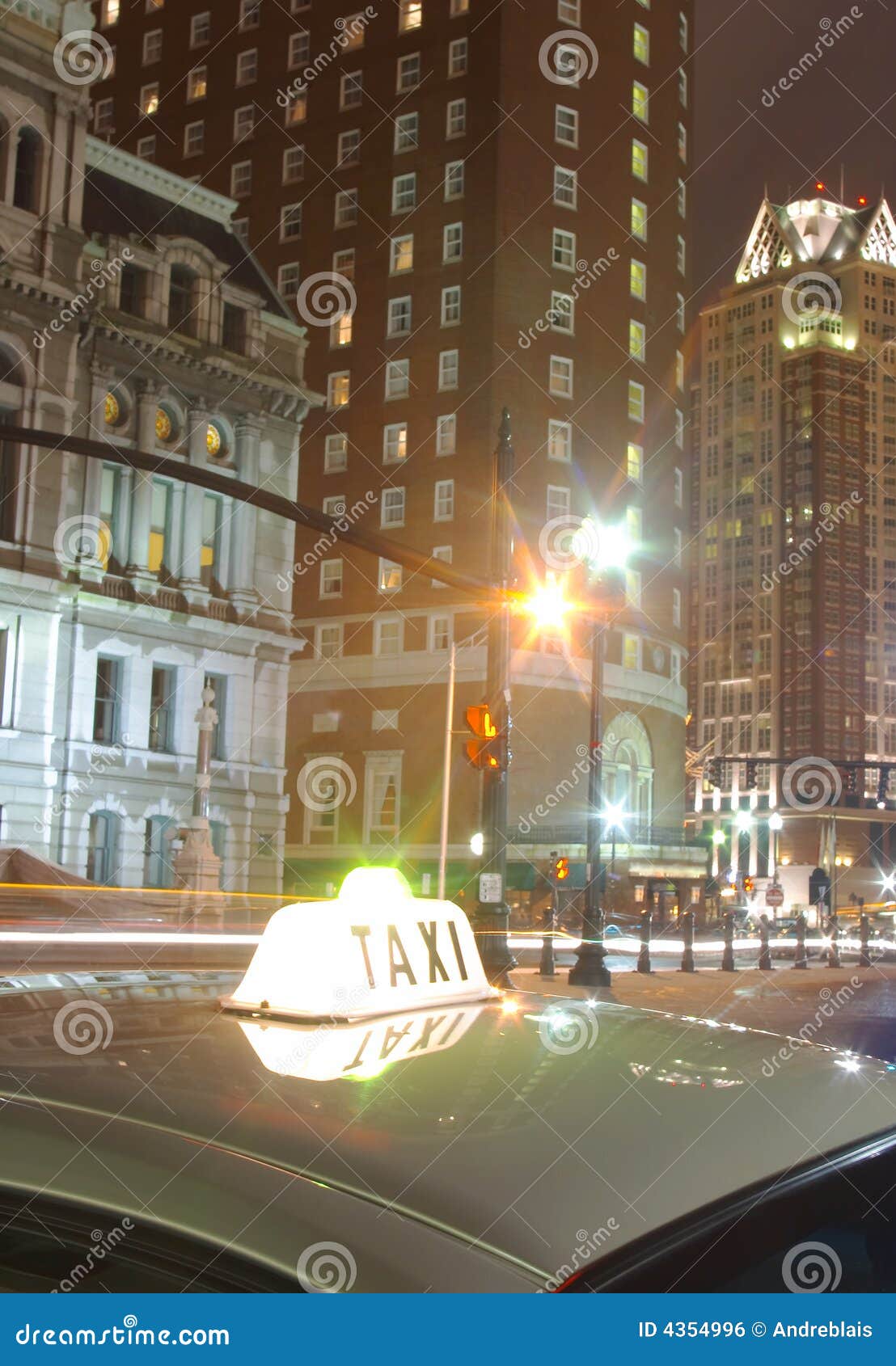 Taxi Light Sign in City at Night Stock Photo - Image of taxi, call: 4354996