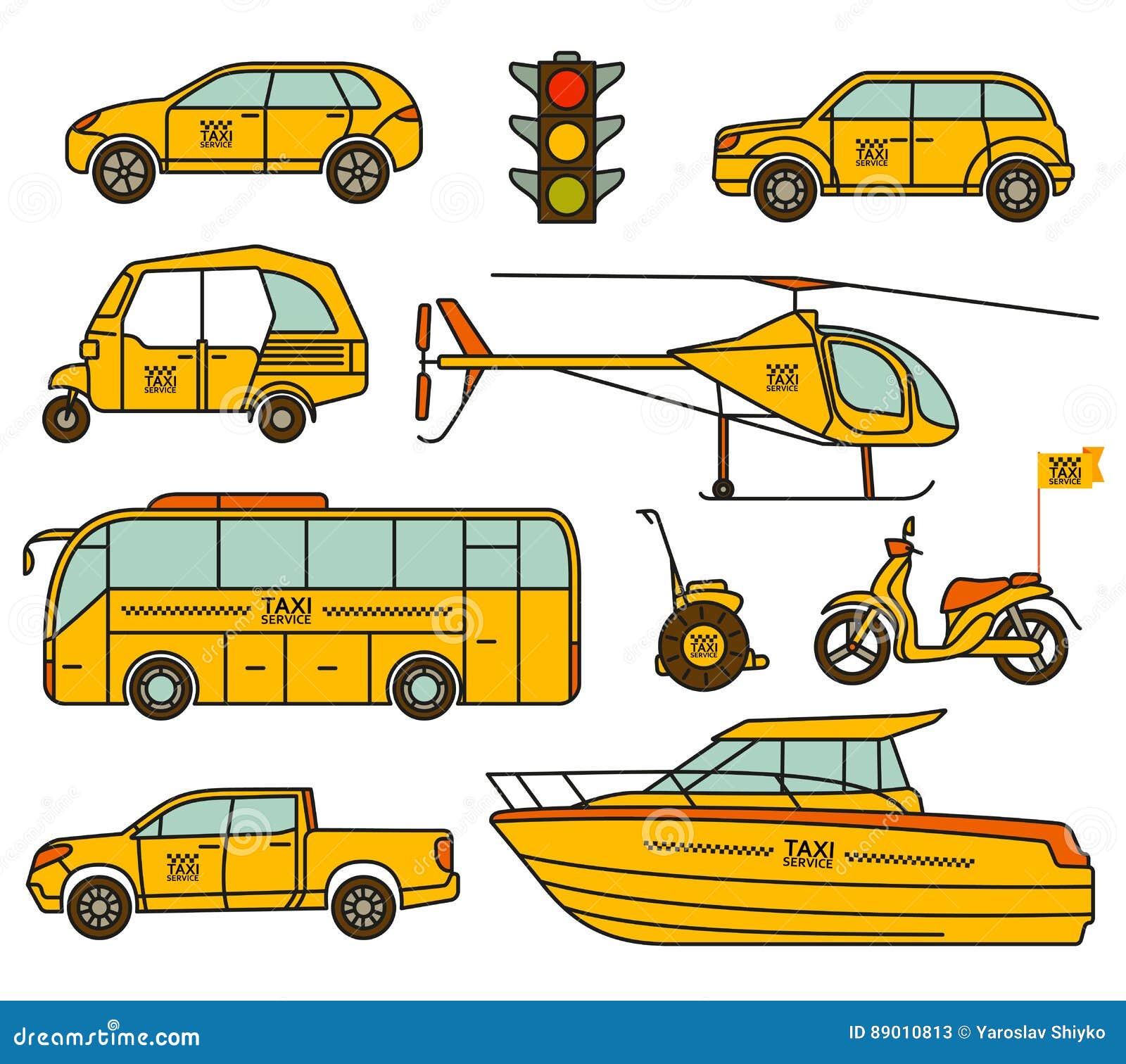 Taxi line icons set stock vector. Illustration of flat - 89010813