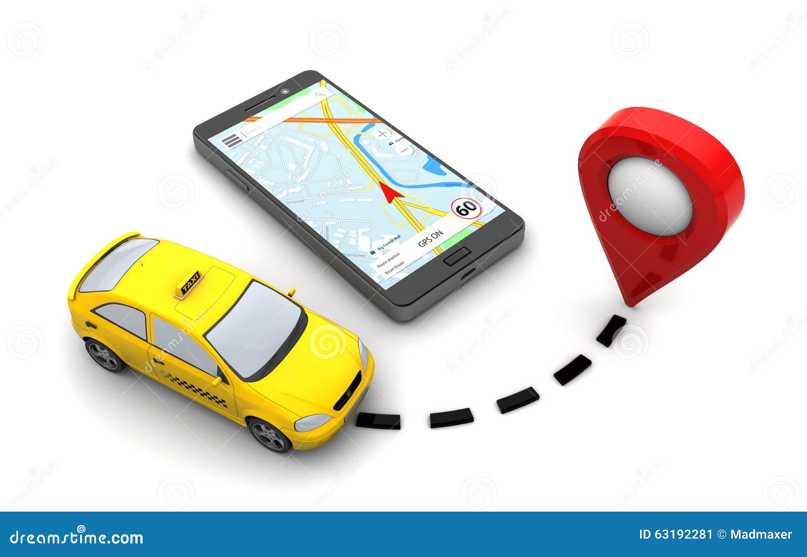 Taxi Target Map Pointer. GPS Locate Symbol; 3D Icon Stock Photography ...