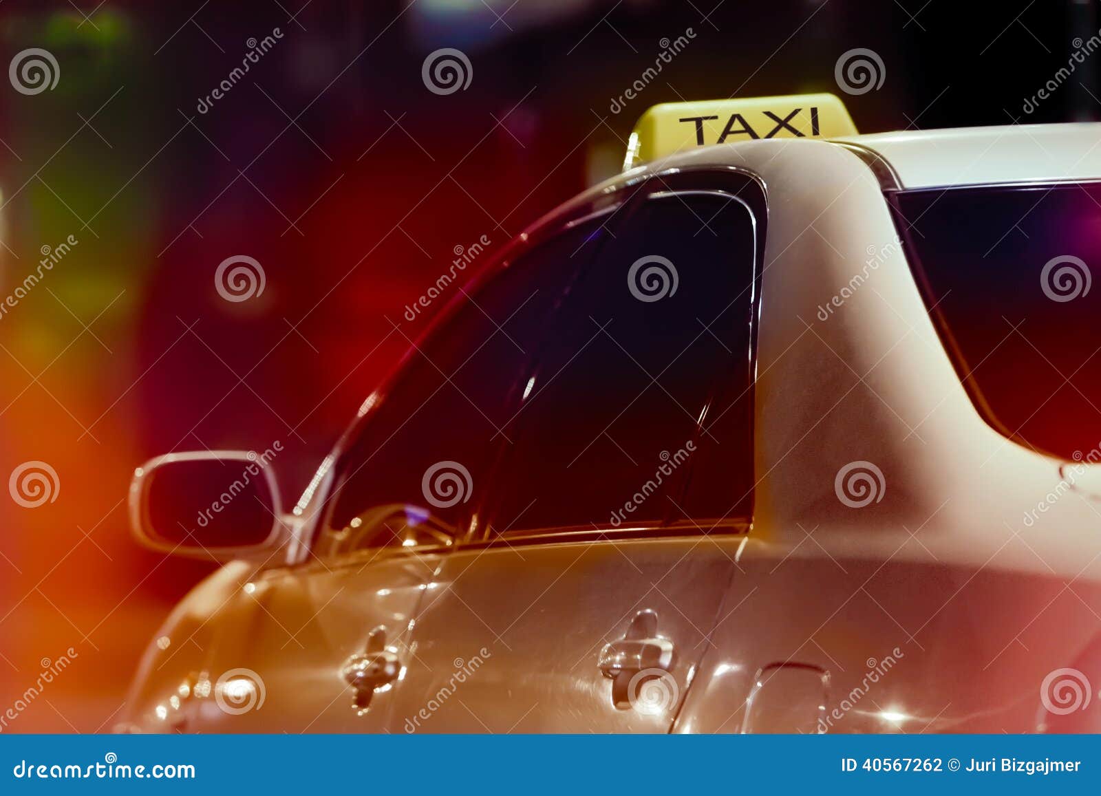 Taxi in night city stock photo. Image of night, downtown - 40567262