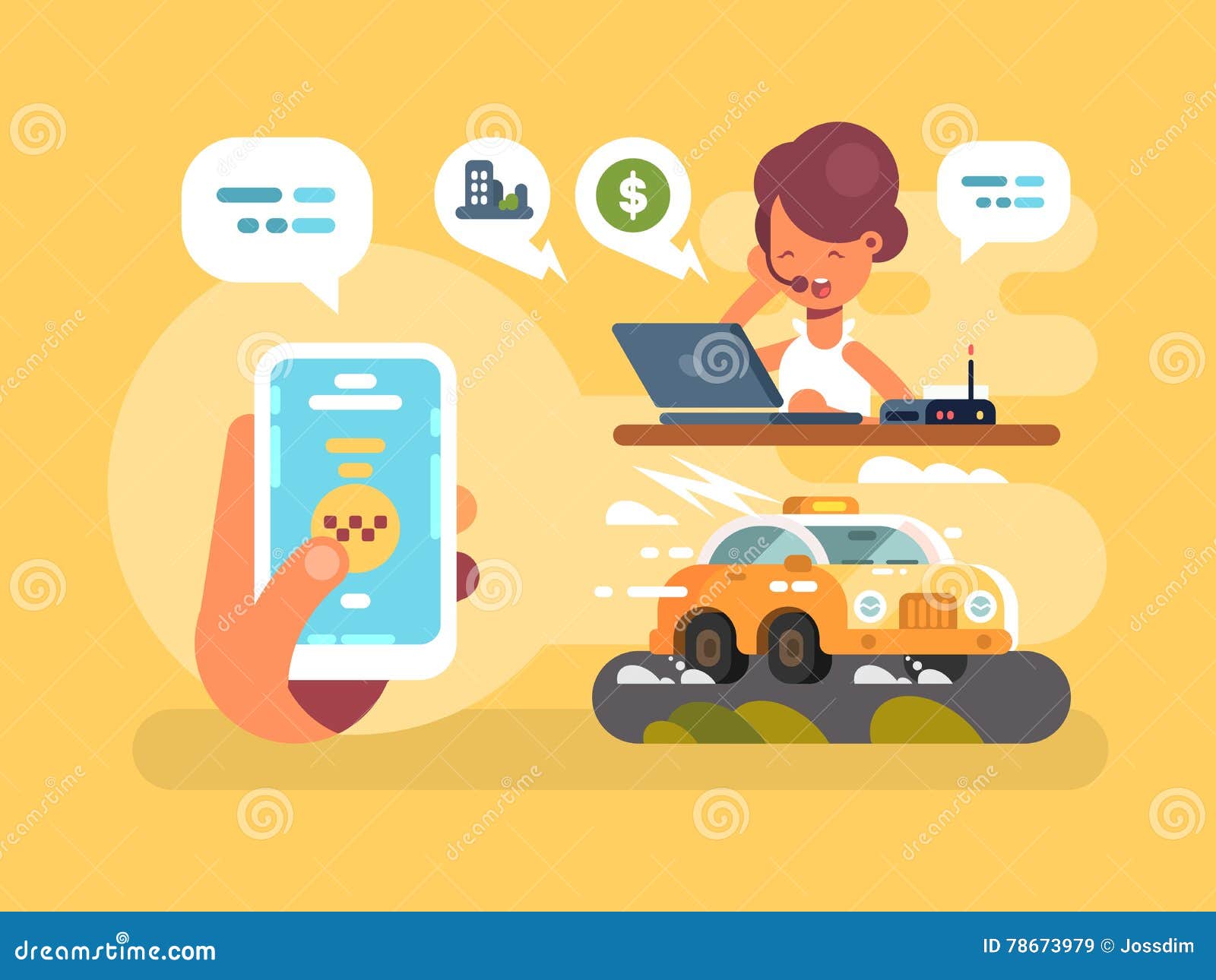 Taxi order online stock vector. Illustration of phone - 78673979