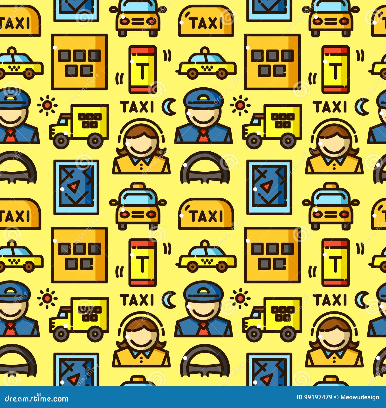 Taxi Seamless Pattern Vector Illustration Stock Vector - Illustration ...
