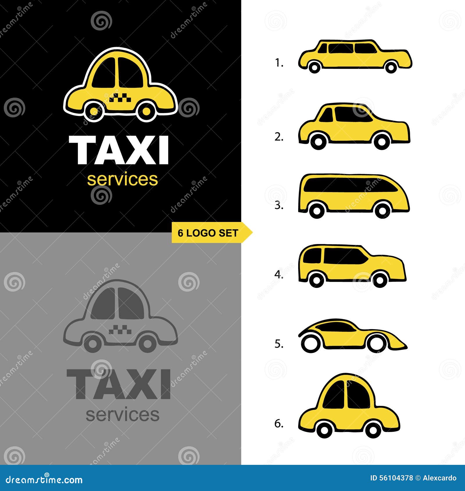 Taxi service logo set stock vector. Illustration of city - 56104378