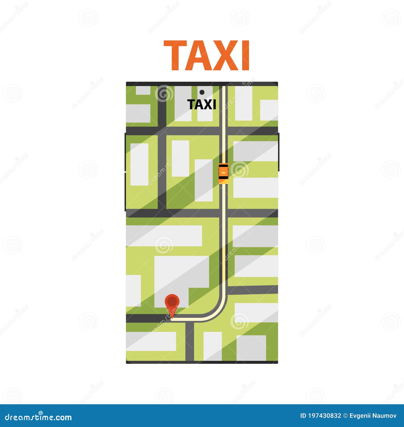 Taxi Service Map Navigation, Mobile App Interface, City Transportation ...