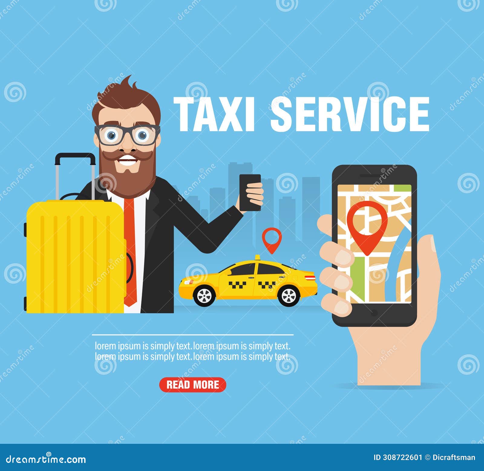 Taxi Service Modern Concept Design Flat Banner Stock Vector ...