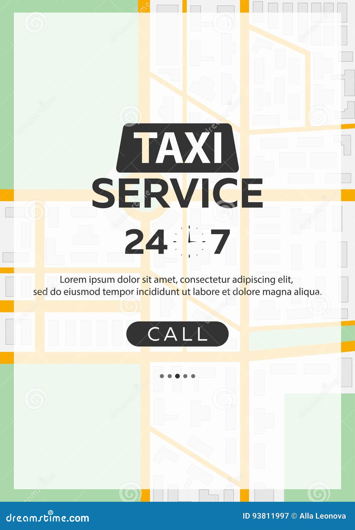 Taxi Service Poster with Map. Vector Illustration. Stock Illustration ...