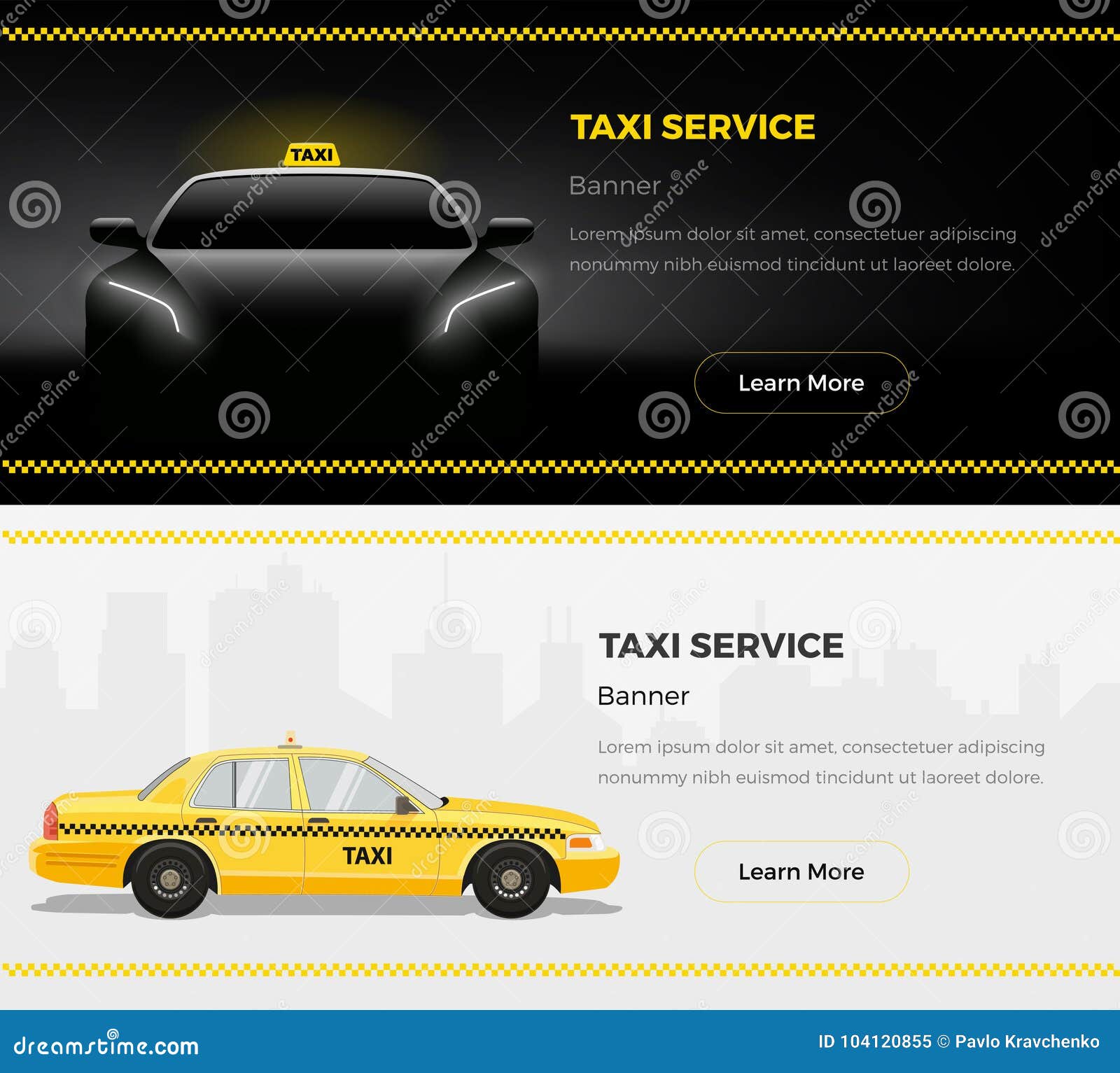 Taxi Service Web Banners. Taxi Themed Vector Illustration. Stock Vector ...