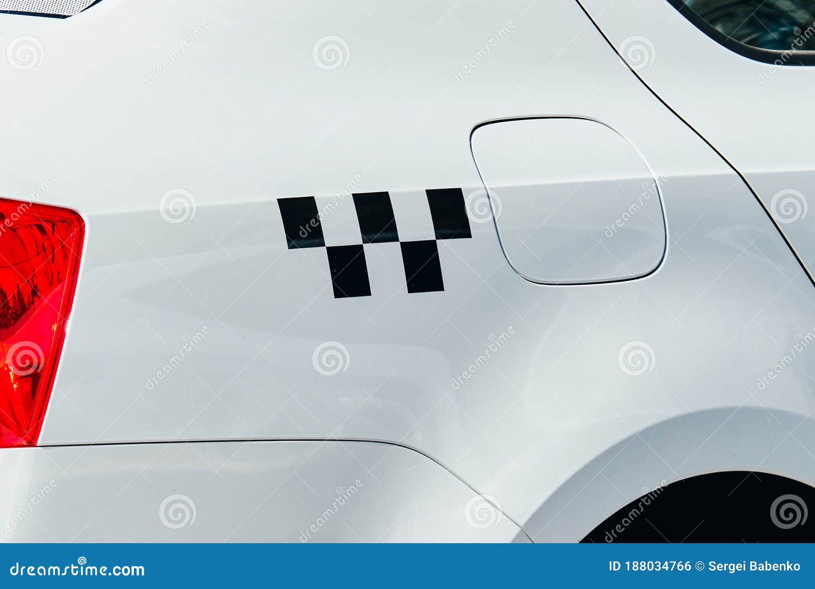 Taxi Sign on the Back of a White Car Stock Photo - Image of sign ...