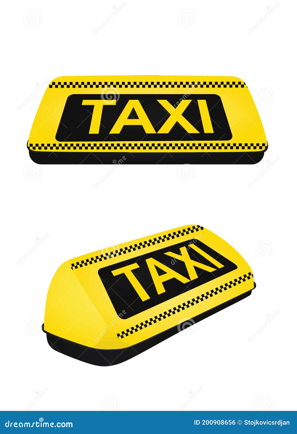 Taxi Sign. Front and Side View Stock Vector - Illustration of icon ...