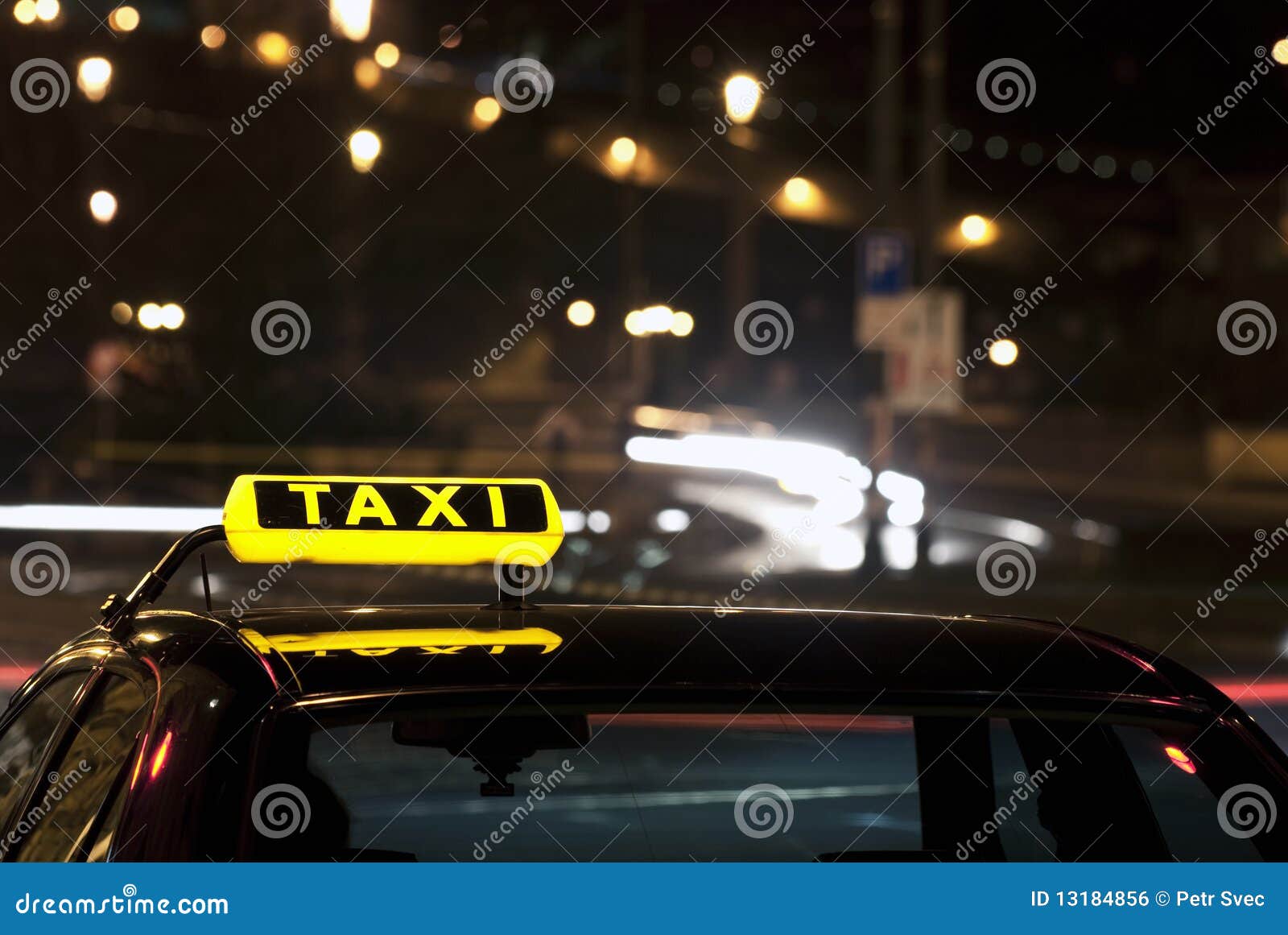 Taxi sign at night stock photo. Image of reflected, neon - 13184856
