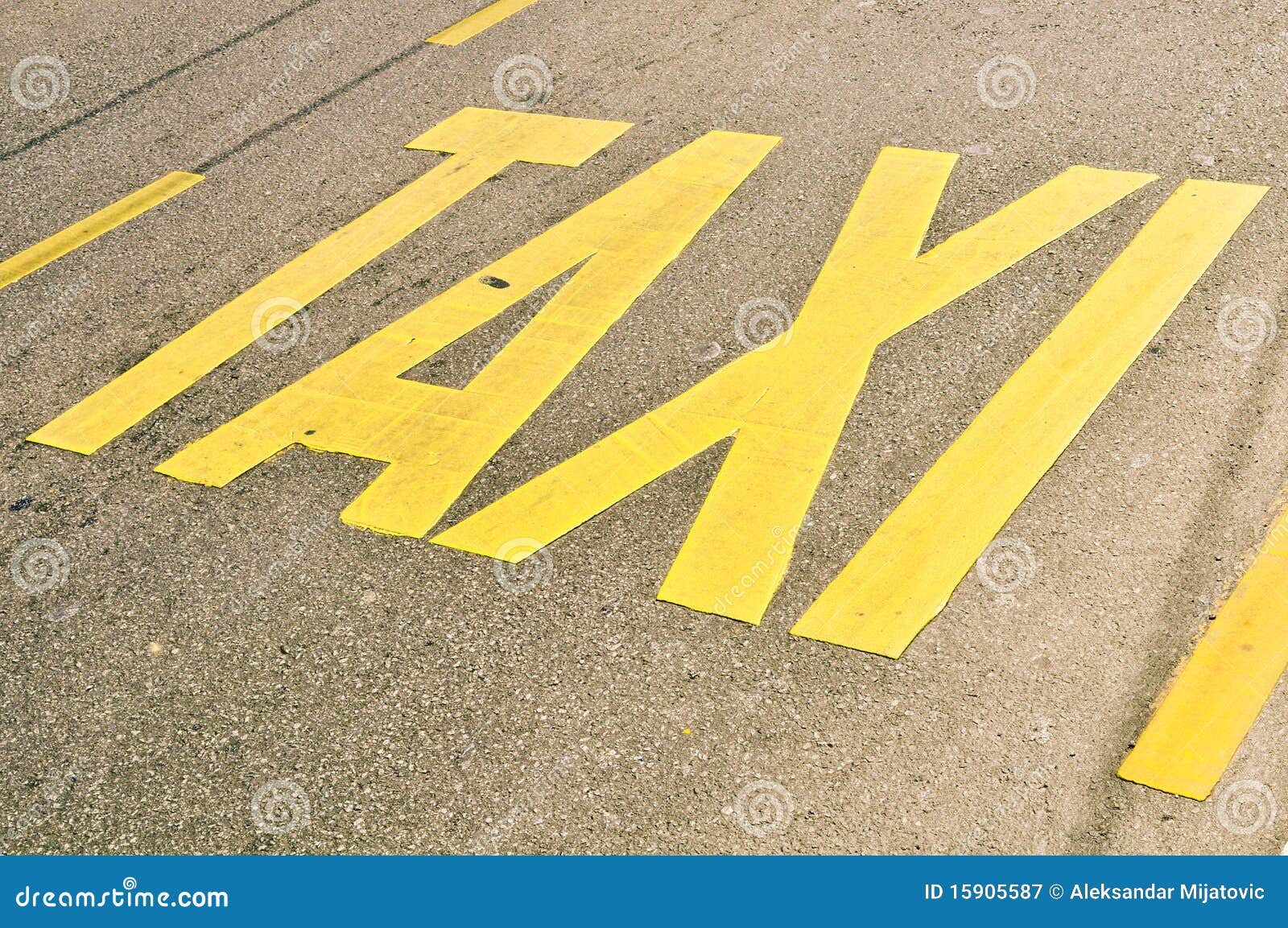 Taxi Sign on Printed on Street Stock Image - Image of sign, road: 15905587