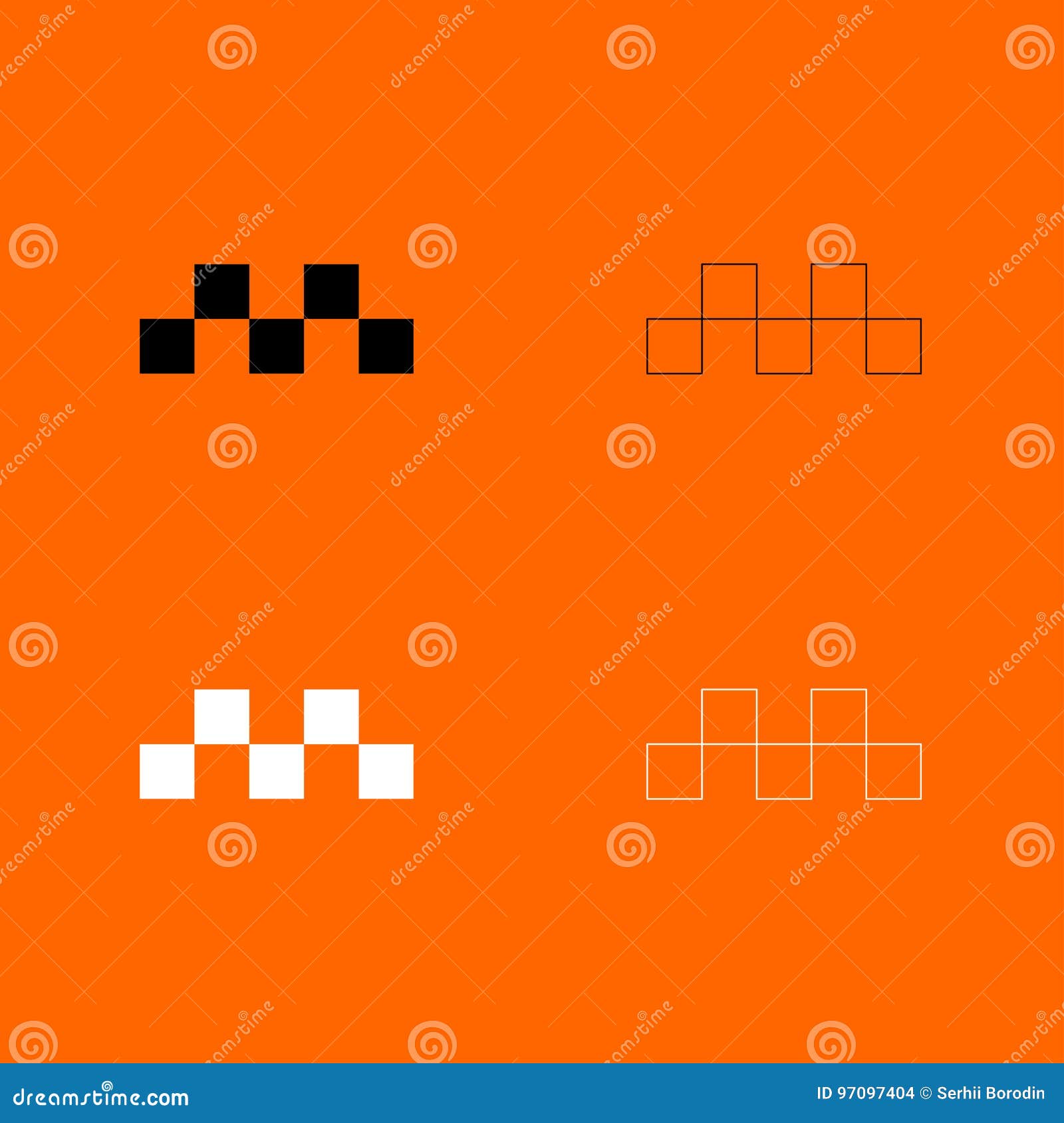 Taxi Symbol Black and White Set Icon . Stock Vector - Illustration of ...