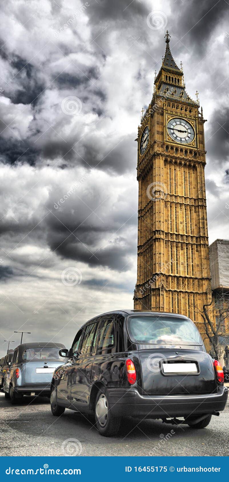 Taxis in London and Big Ben Stock Image - Image of london, clock: 16455175