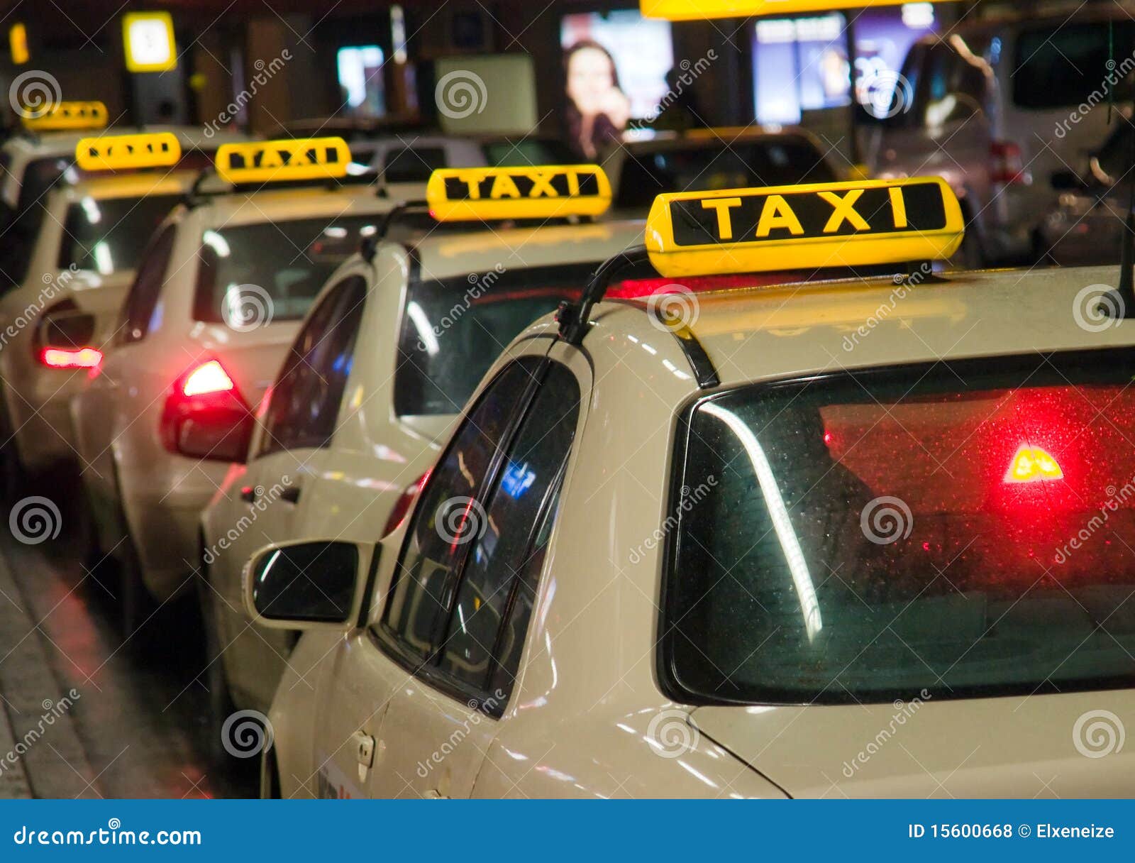 Taxis Waiting at the Airport Stock Photo - Image of fame, hire: 15600668