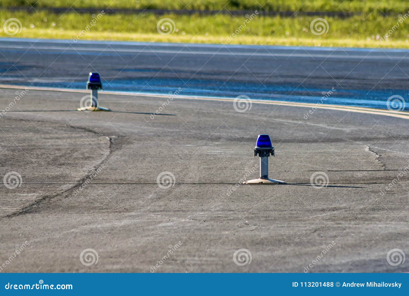Taxiway, side row lights stock photo. Image of equipment - 113201488