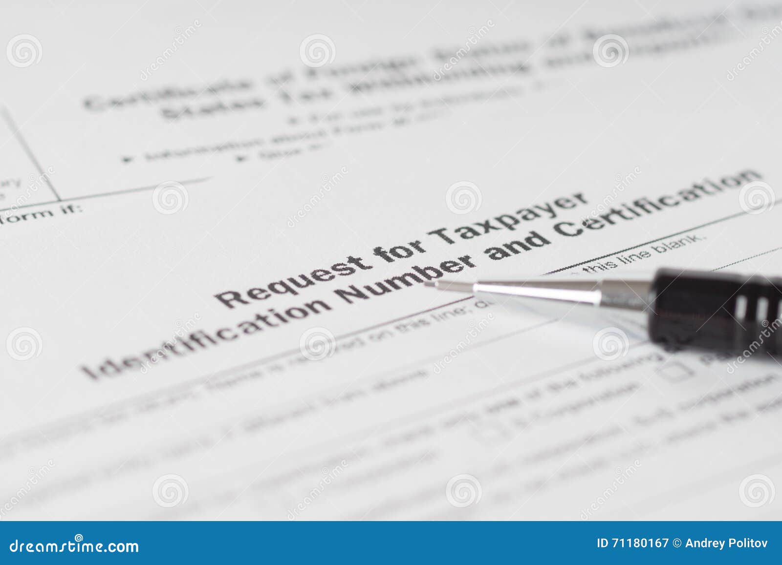 Taxpayer Number Request Form Stock Image - Image of pencil, blank: 71180167