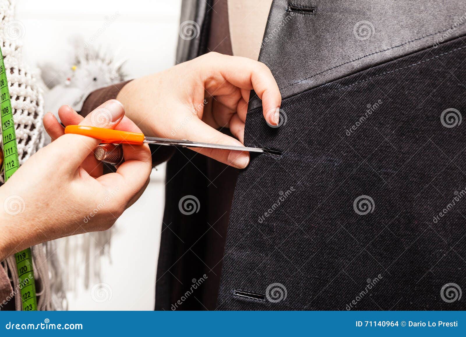 Taylor working on a vest stock photo. Image of manufacture - 71140964