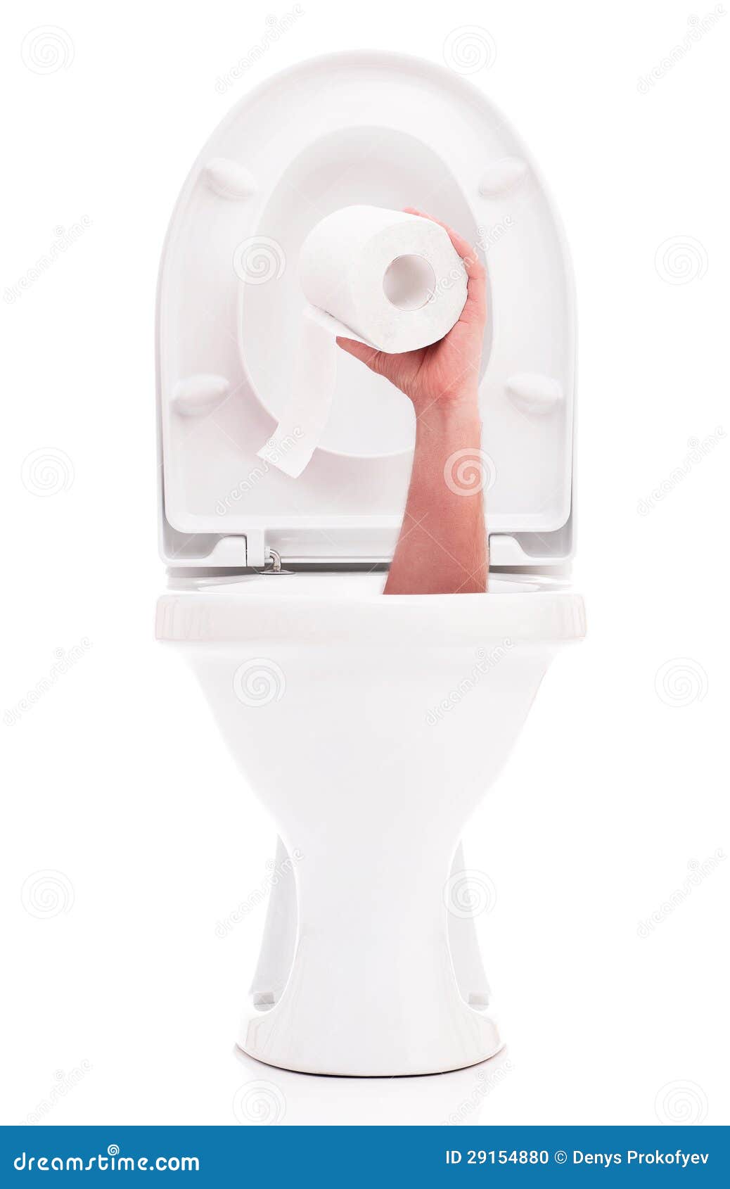 Taza Del Inodoro Con La Mano Foto de archivo - Imagen de posta, abierto ...