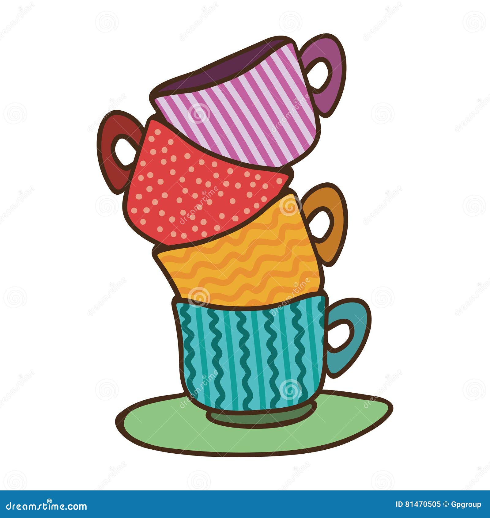 Tazze Colorate Sopra in Cima Ad Altra Illustrazione di Stock ...