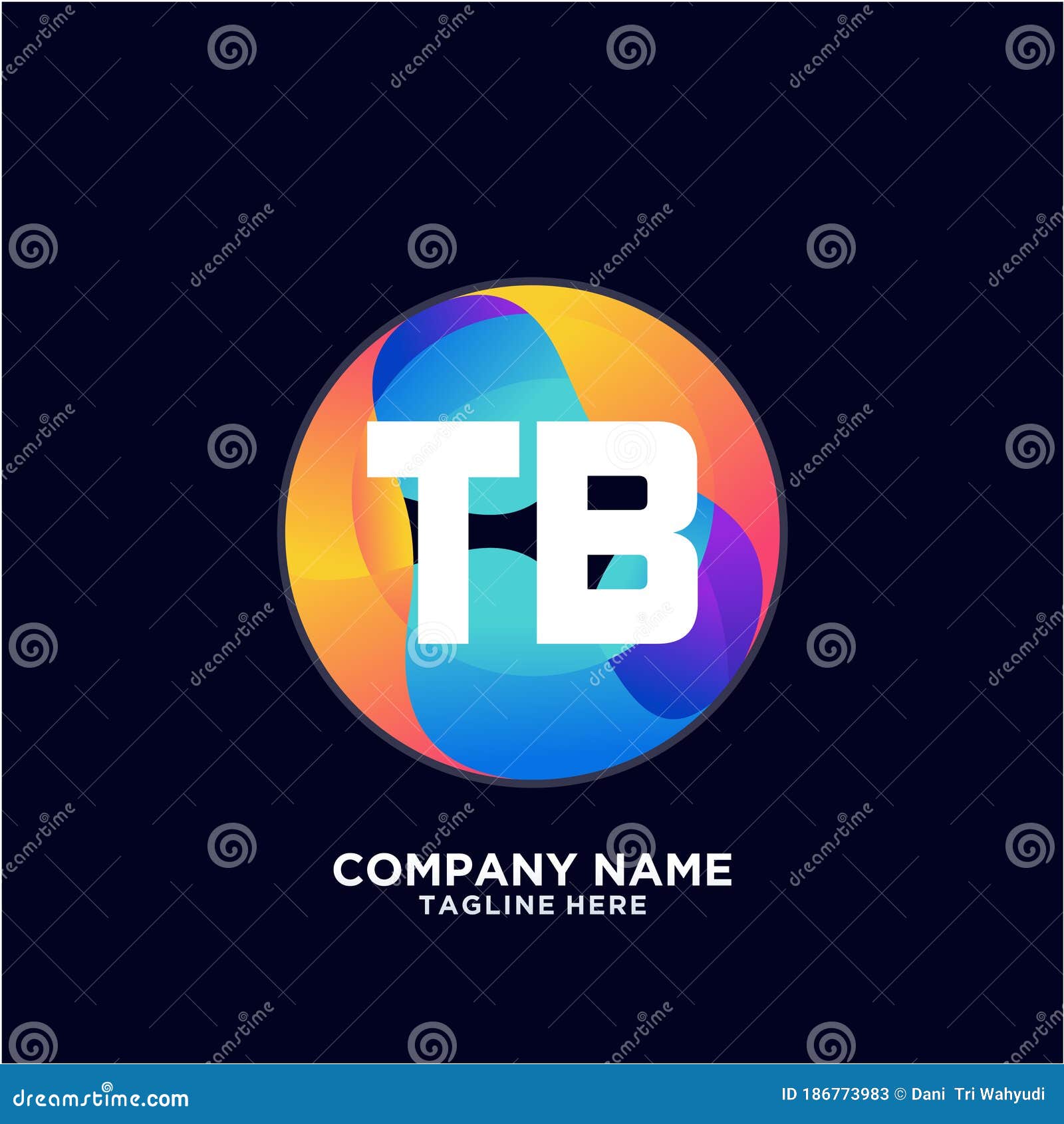 TB Initial Logo with Colorful Circle Template Vector Stock Vector ...
