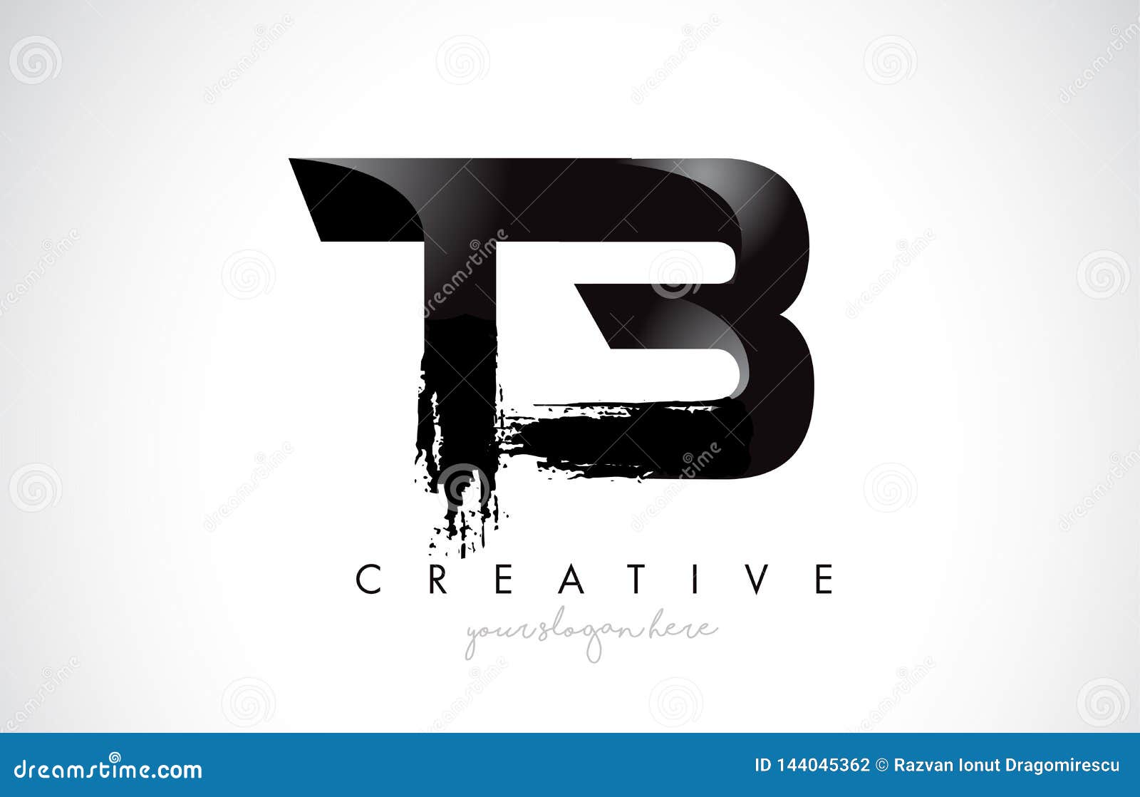 TB Letter Design with Brush Stroke and Modern 3D Look Stock Vector ...
