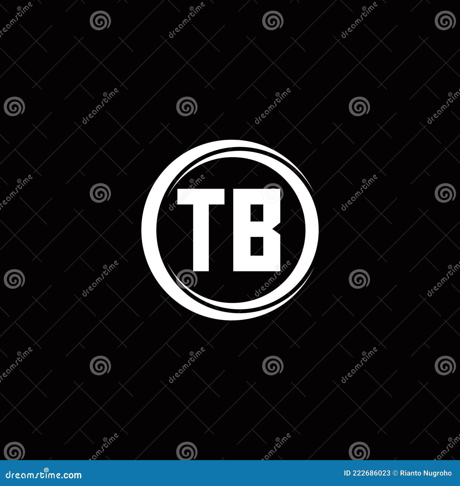 TB Logo Initial Letter Monogram with Circle Slice Rounded Design ...