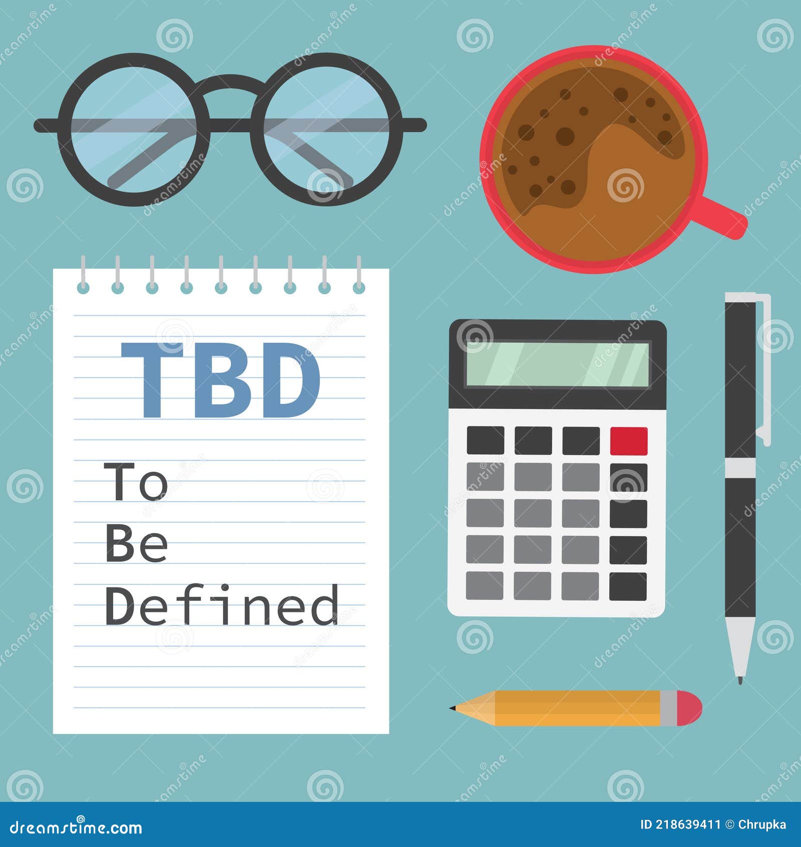 TBD To Be Defined Written in Spiral Note on Tidy Arranged Desk Stock ...