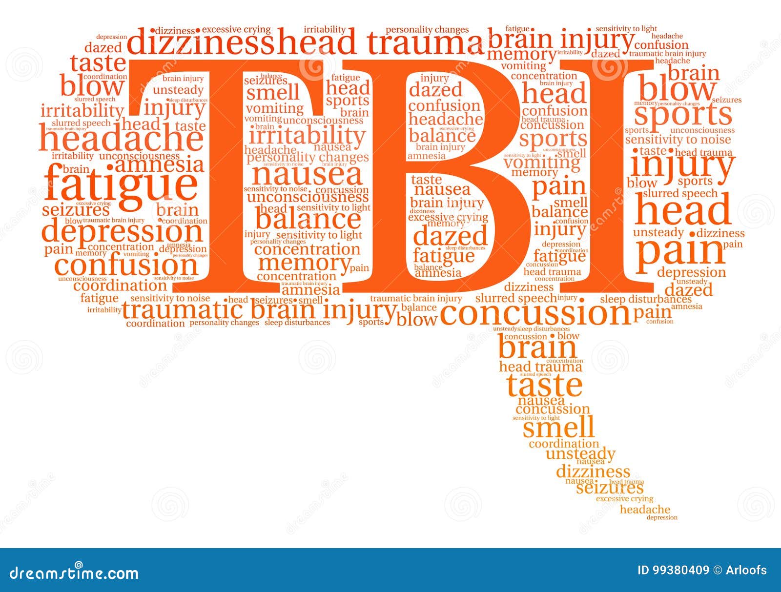 TBI Word Cloud stock vector. Illustration of concussion - 99380409