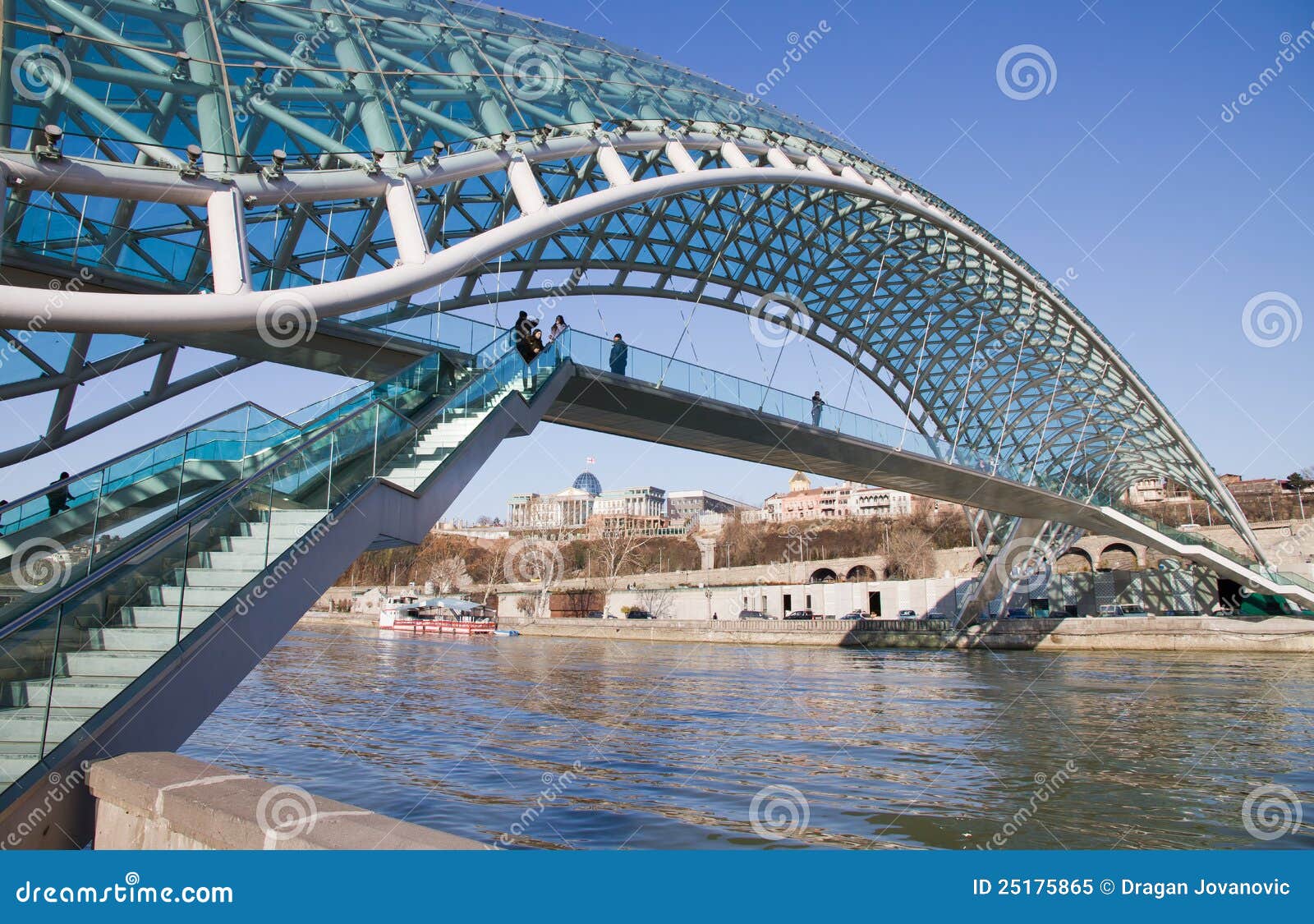 Tbilisi Bridge of Peace editorial image. Image of houses - 25175865