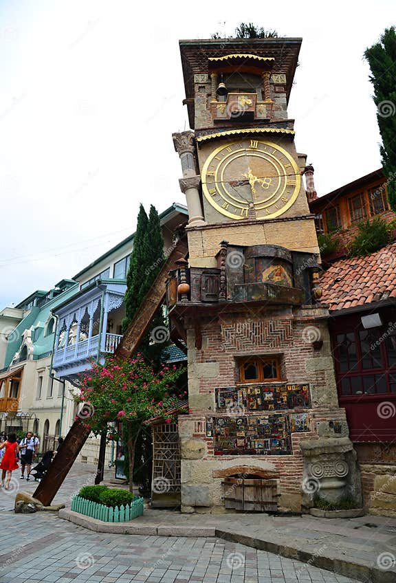 Tbilisi Clock Tower stock illustration. Illustration of street - 347393473
