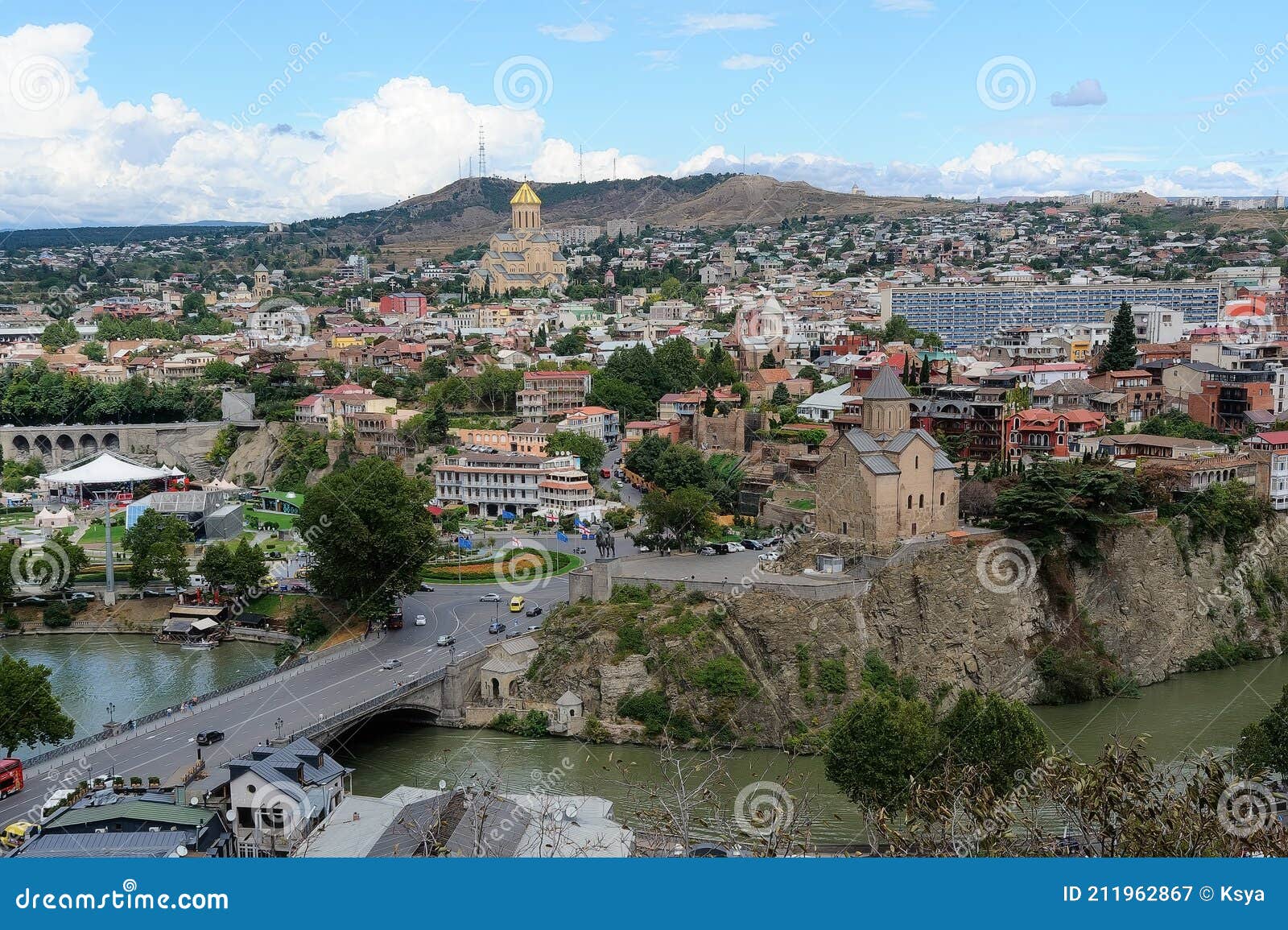 Tbilisi Cityscape in Georgia Stock Image - Image of kura, cityscape ...