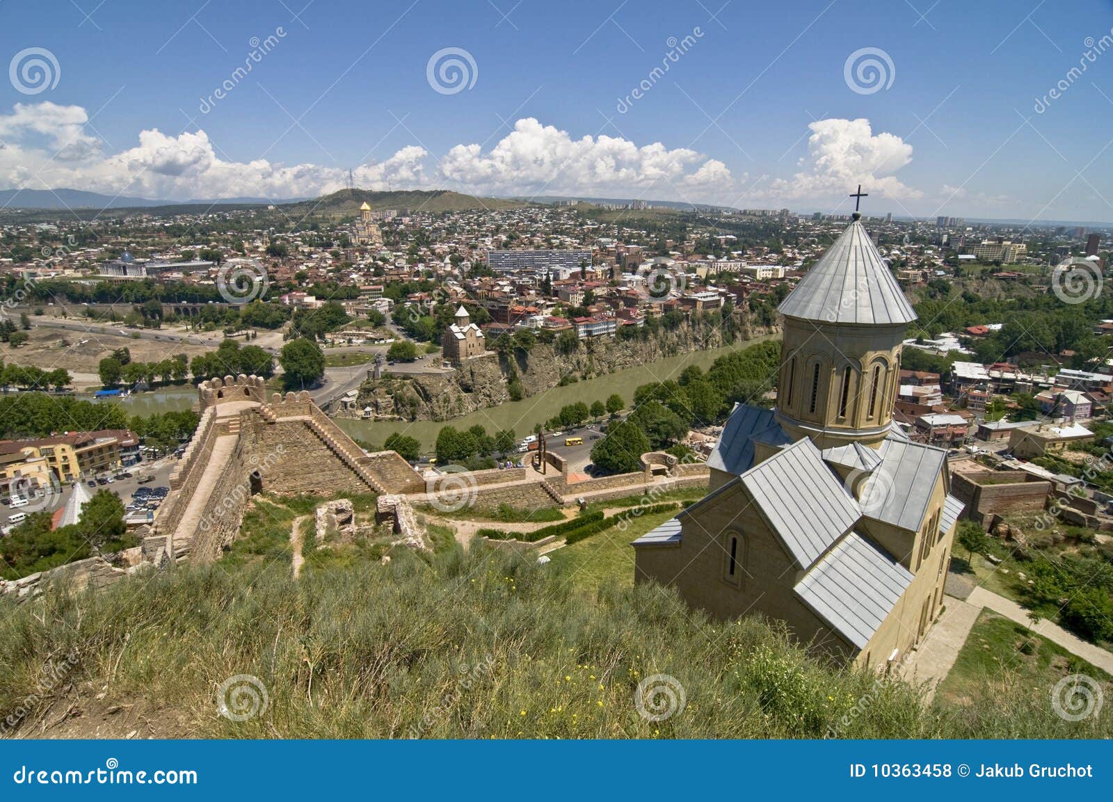 Tbilisi panorama stock photo. Image of grass, city, bridge - 10363458