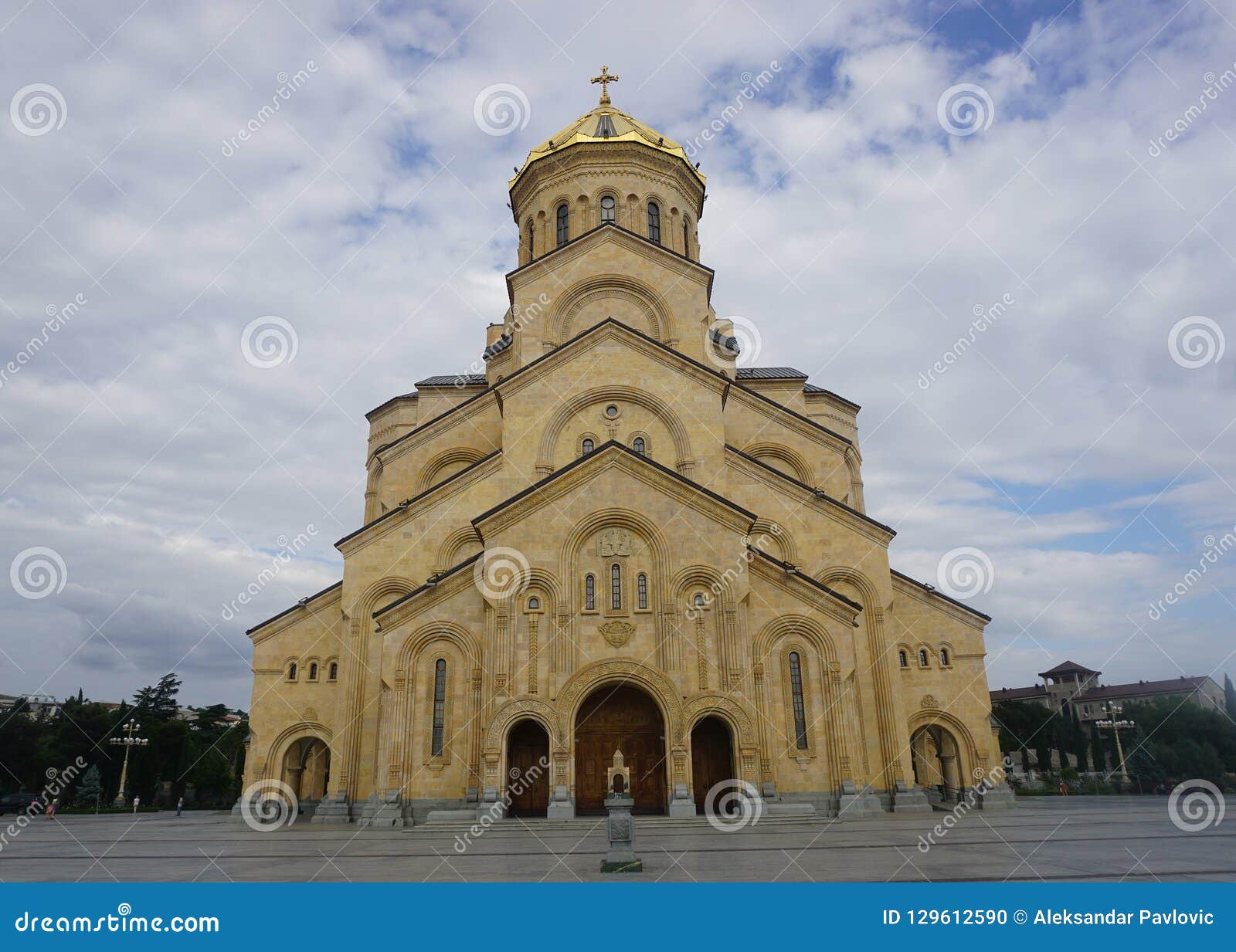Tbilisi Sameba Cathedral Front View Stock Photo - Image of carved ...