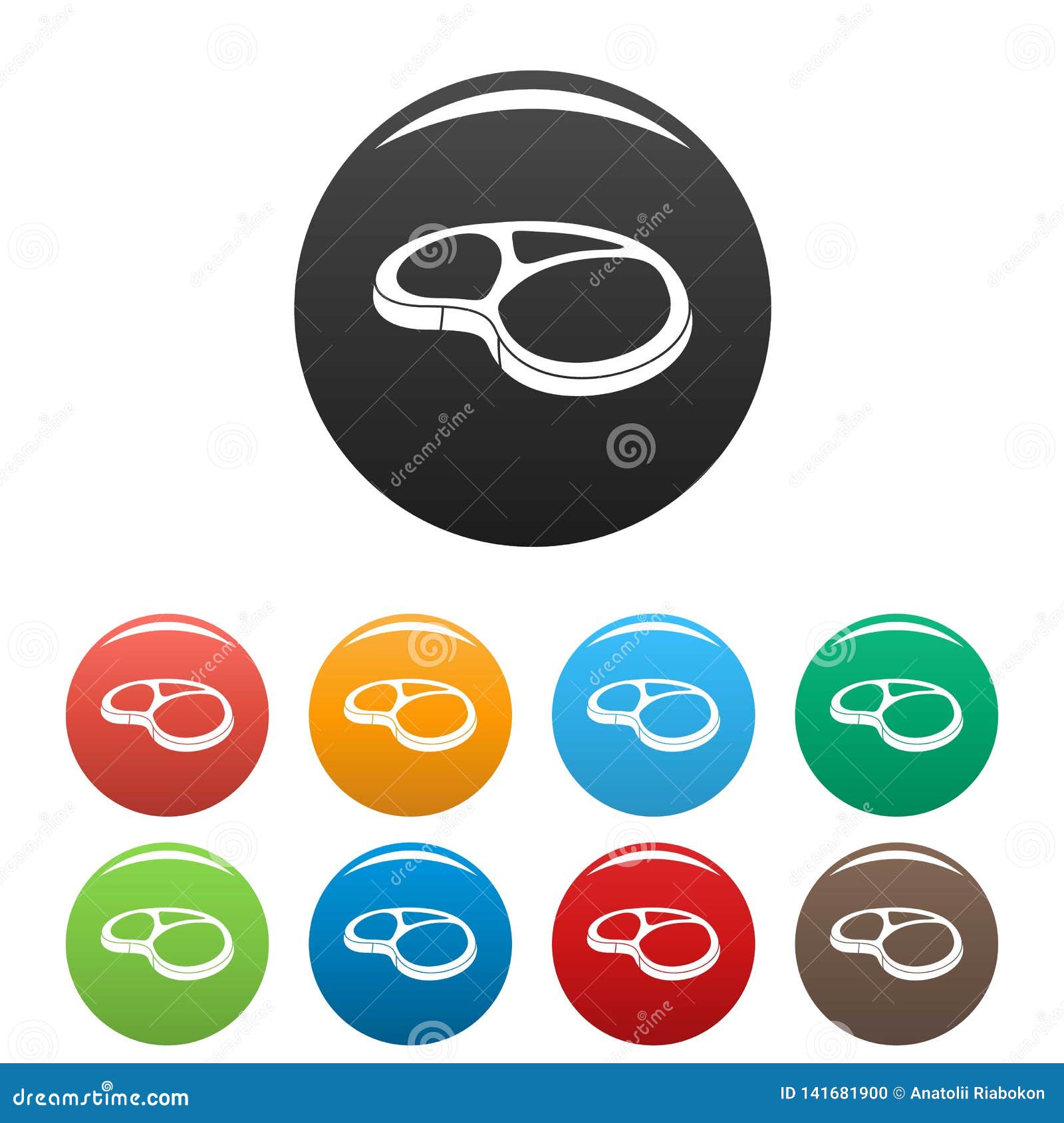Tbone Steak Icons Set Color Stock Vector - Illustration of market, meal ...