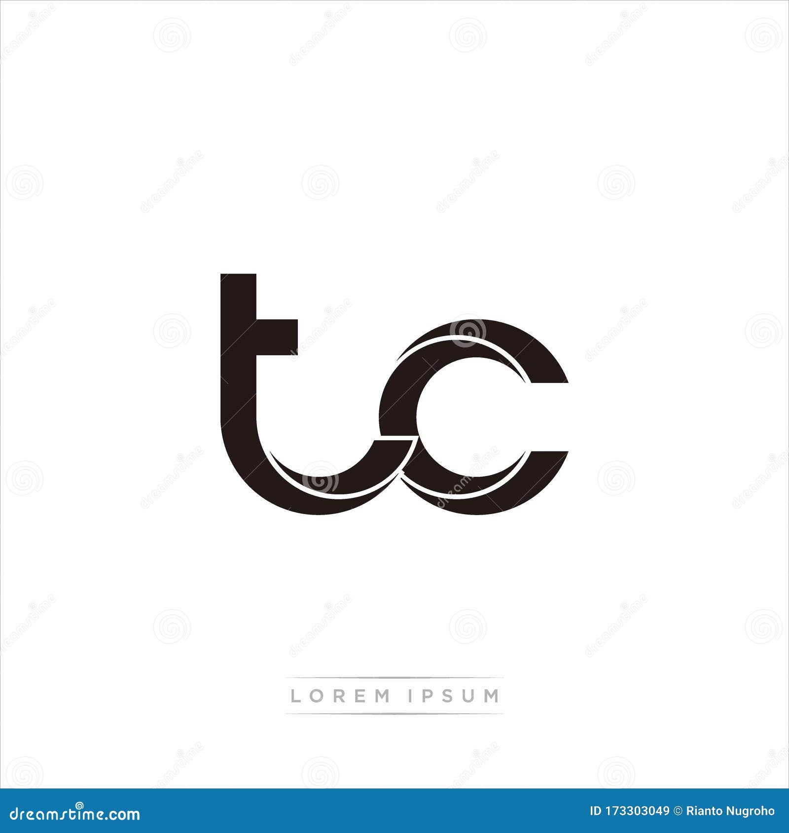 Tc Initial Letter Split Lowercase Modern Monogram Linked Outline ...