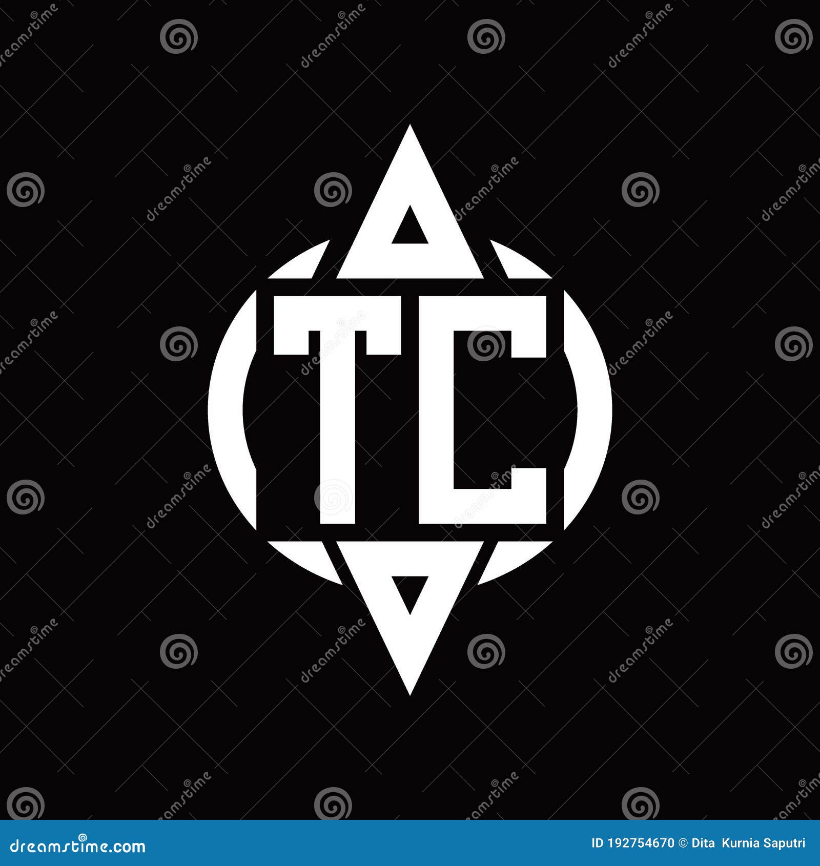 TC Logo with Circle Rounded Combine Triangle Top and Bottom Side Design ...