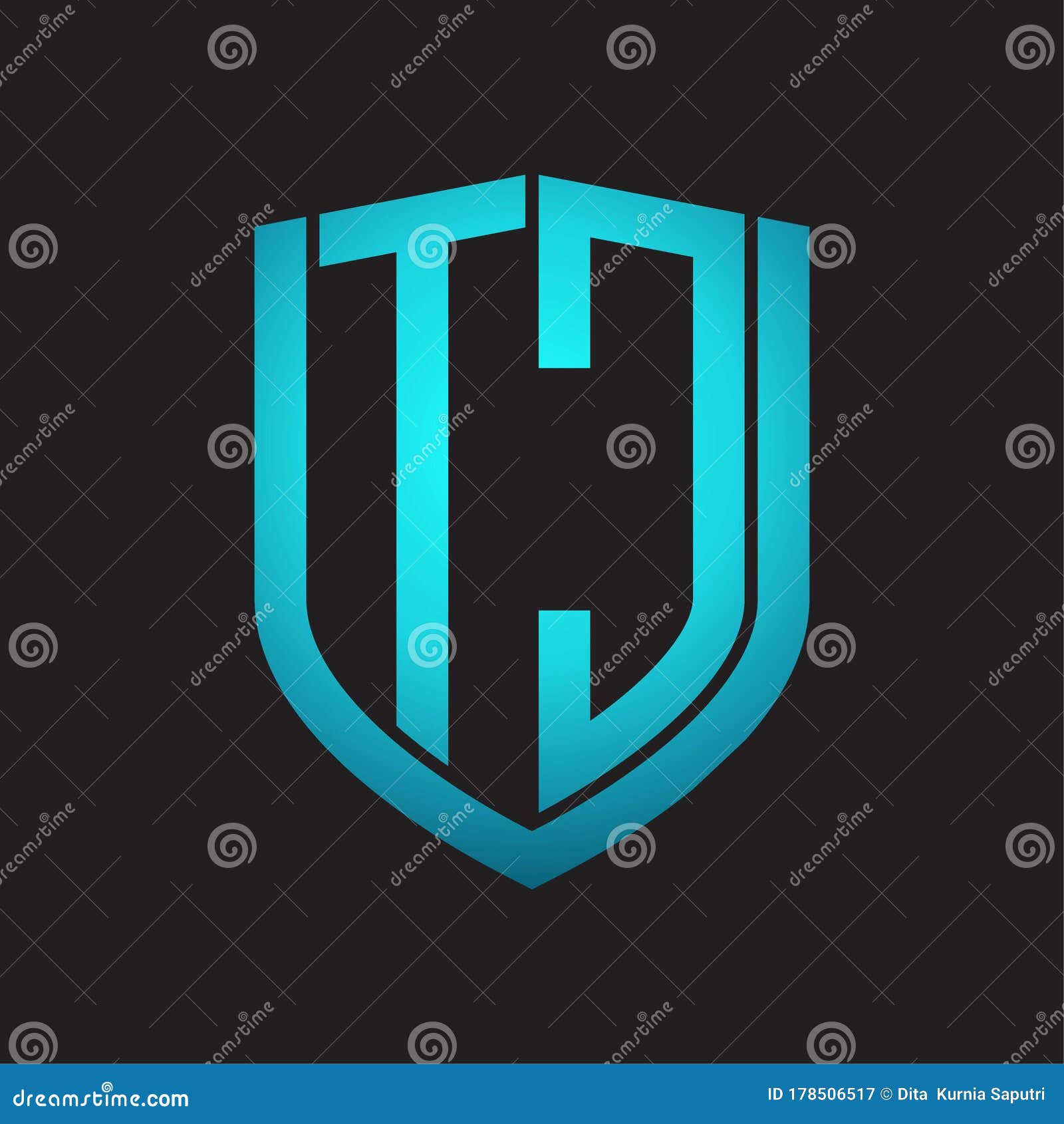 TC Logo Monogram with Emblem Shield Design Isolated with Blue Colors on ...