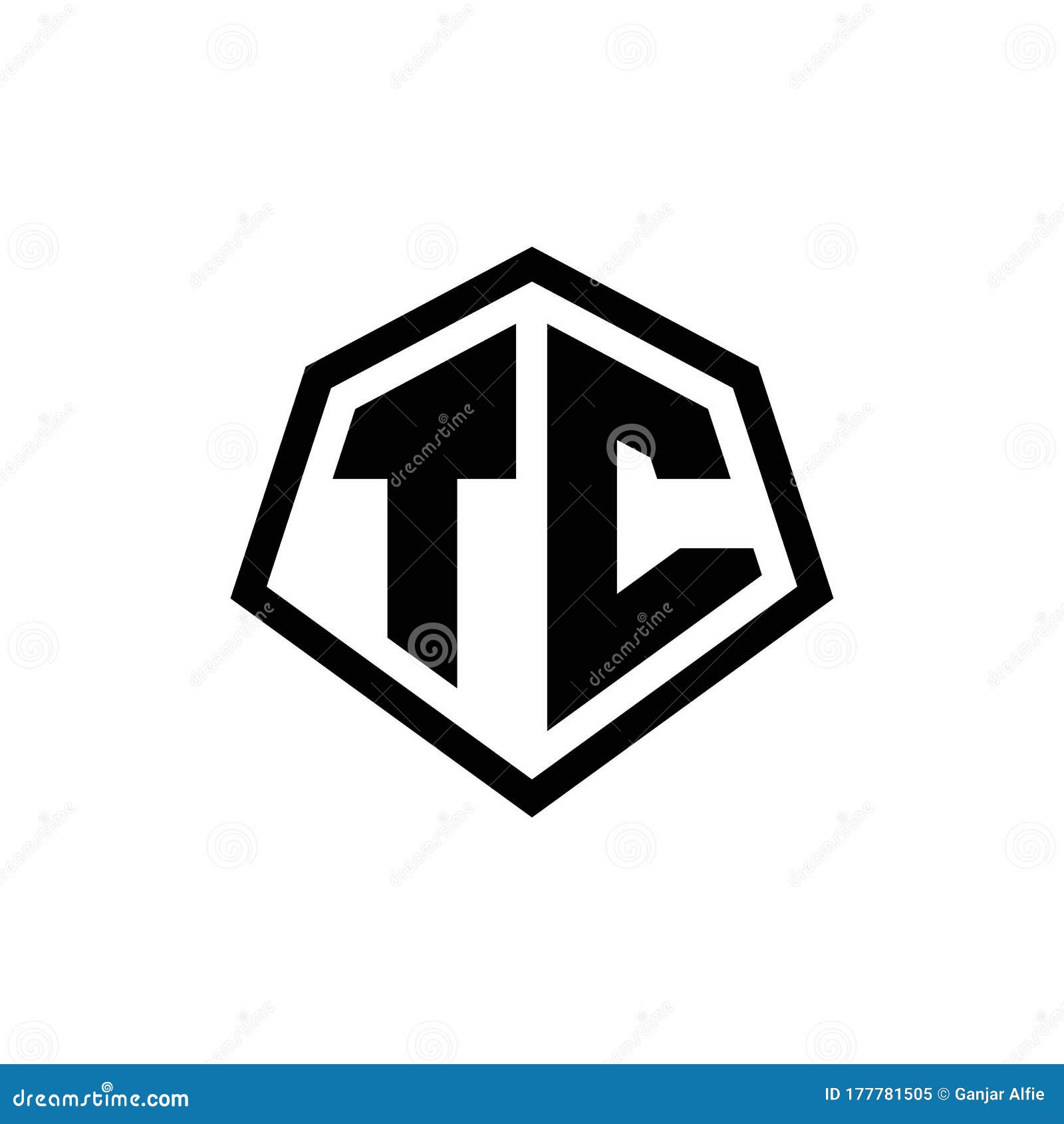TC Monogram Logo with Hexagon Shape and Line Rounded Style Design ...