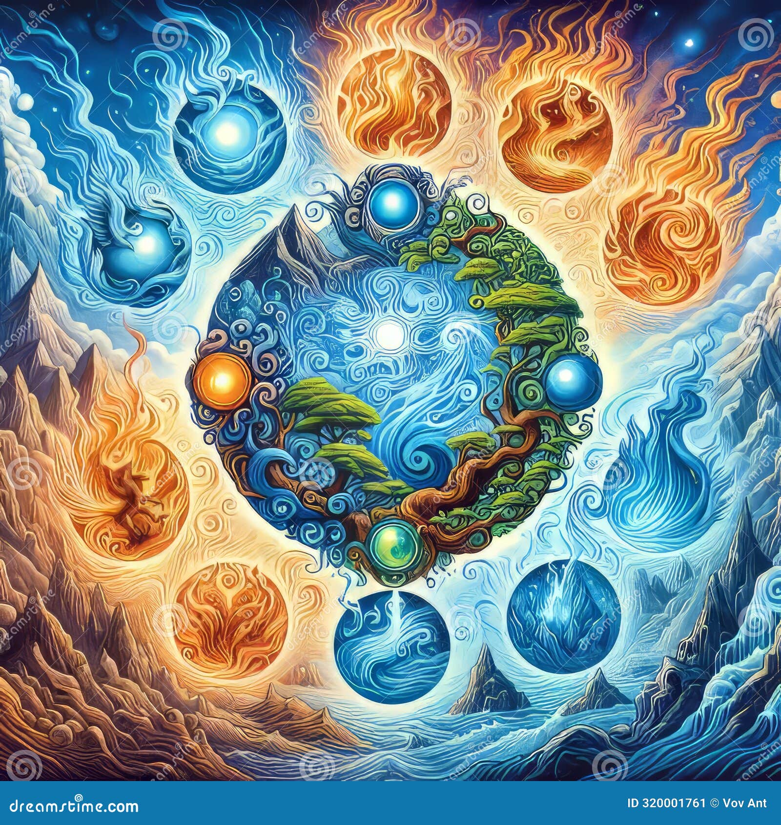 89 21. TCG Artwork Elemental Magic Drawing_ a Magic Fe Stock ...