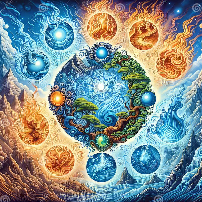 89 21. TCG Artwork Elemental Magic Drawing_ a Magic Fe Stock ...