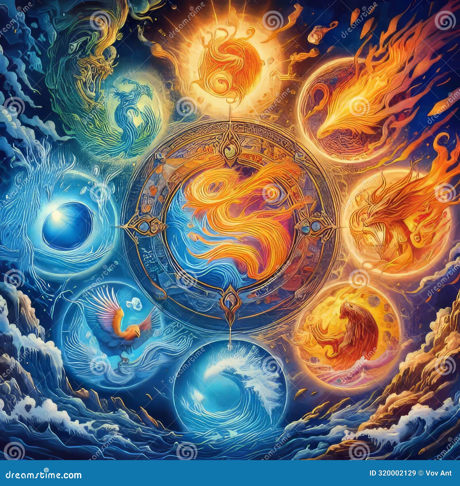 84 21. TCG Artwork Elemental Magic Drawing_ a Magic Fe Stock Image ...