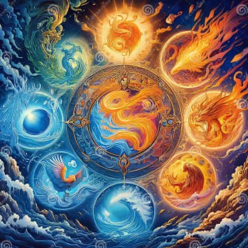 84 21. TCG Artwork Elemental Magic Drawing_ a Magic Fe Stock Image ...