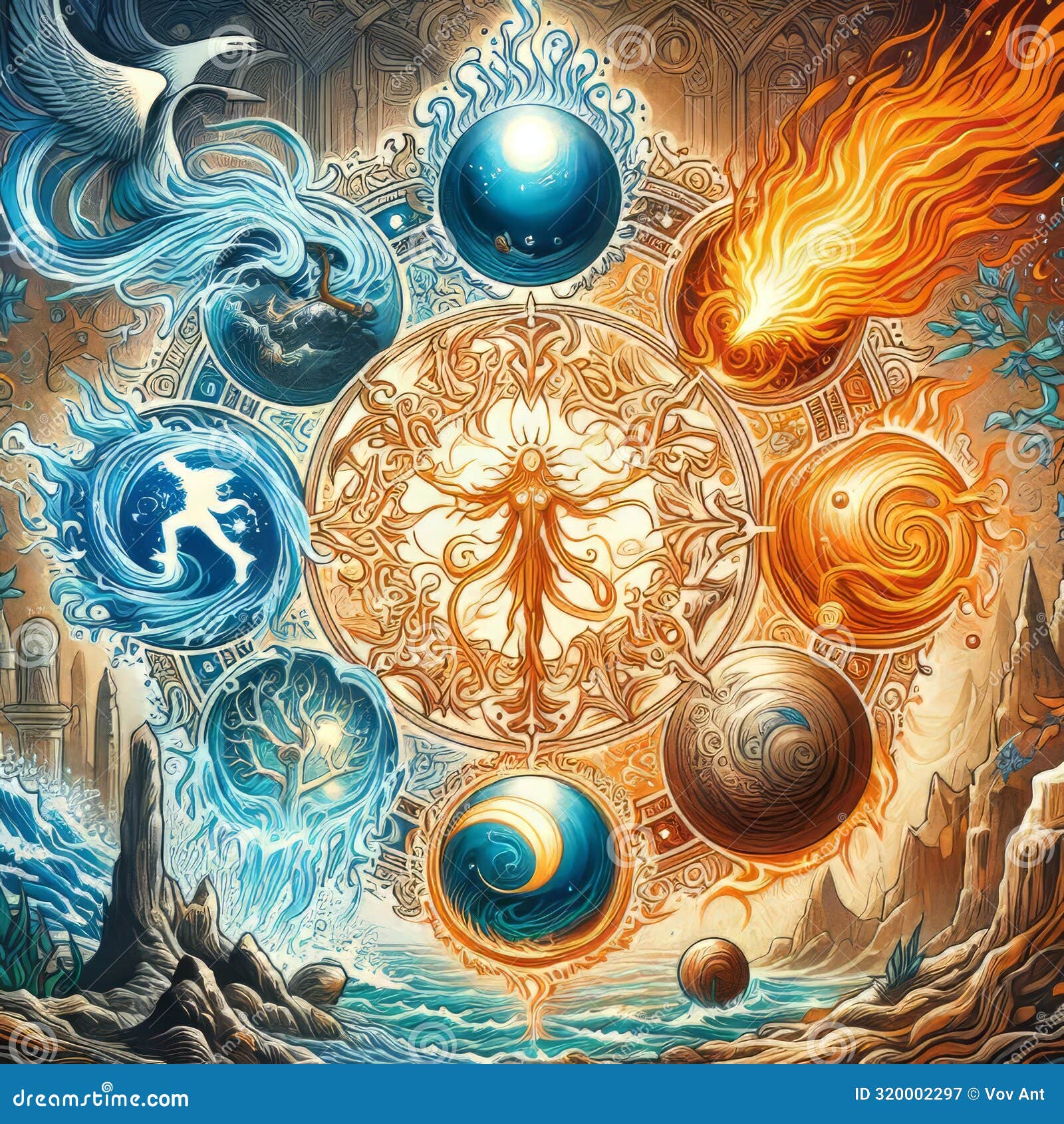 83 21. TCG Artwork Elemental Magic Drawing_ a Magic Fe Stock Image ...