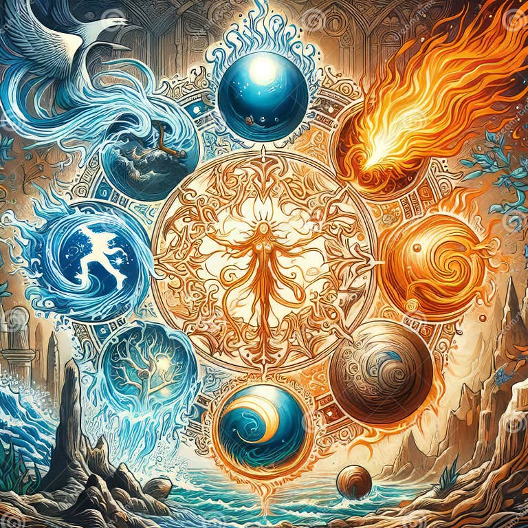 83 21. TCG Artwork Elemental Magic Drawing_ a Magic Fe Stock Image ...