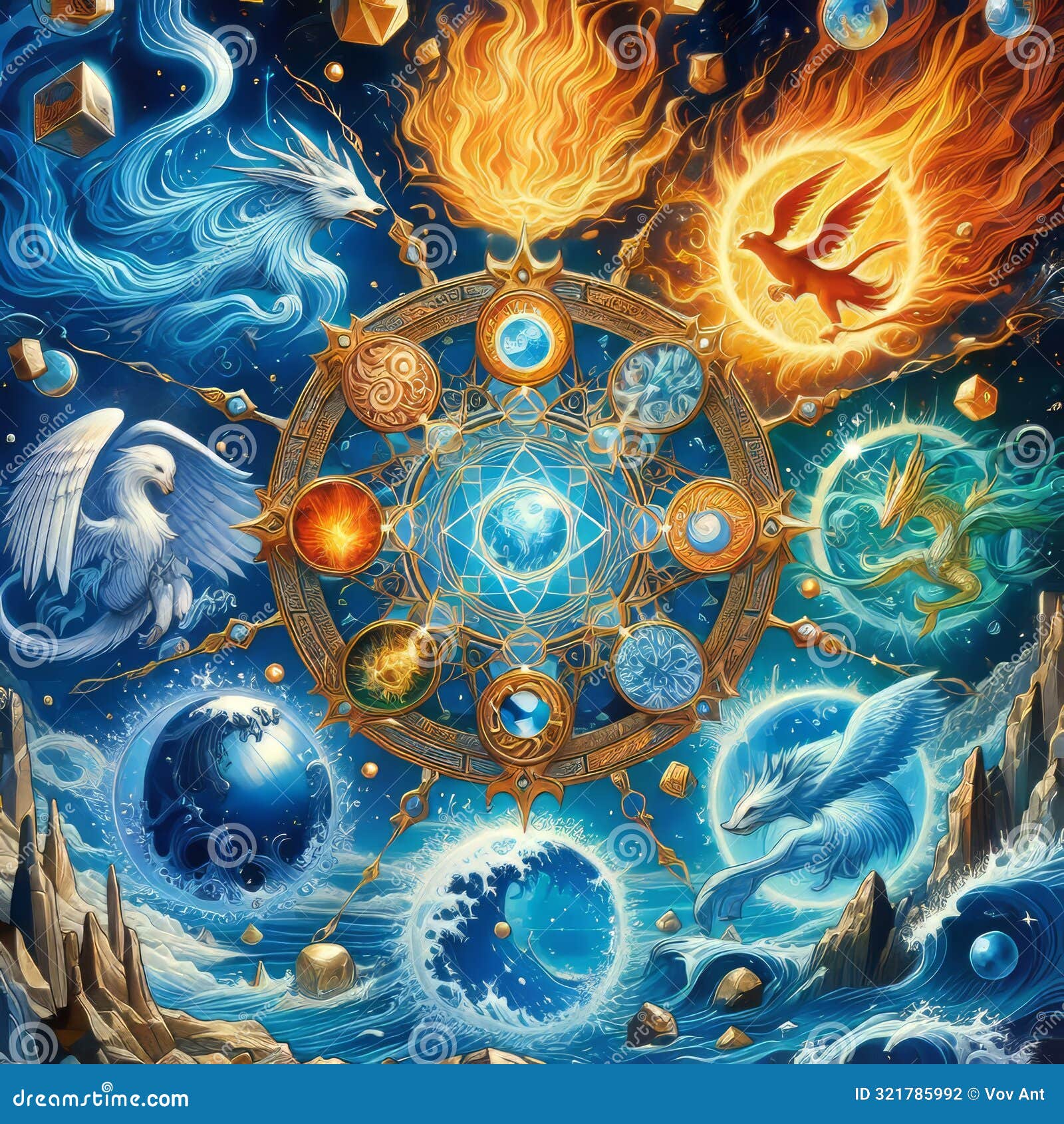81 21. TCG Artwork Elemental Magic Drawing_ a Magical Drawng Fe Stock ...