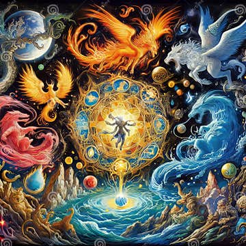 83 21. TCG Artwork Elemental Magic Drawing_ a Magical Drawng Fe Stock ...