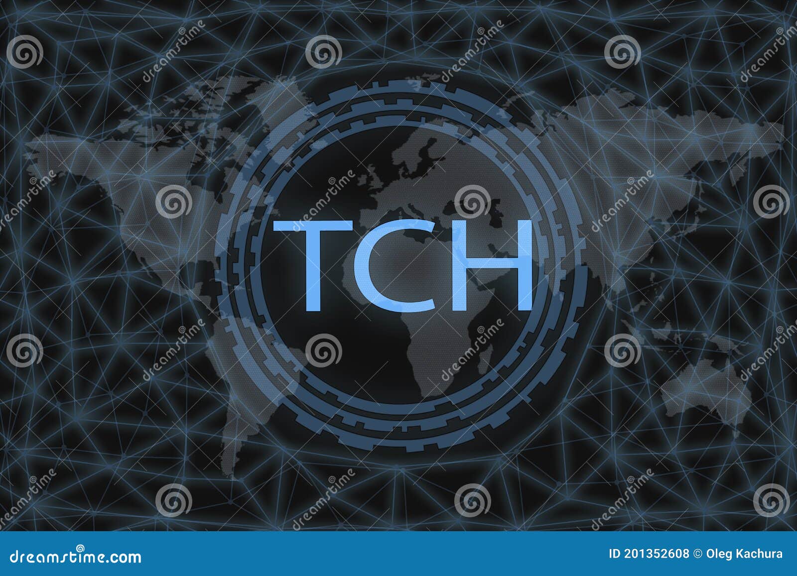 TCH Inscription on a Dark Background and a World Map Stock Illustration ...